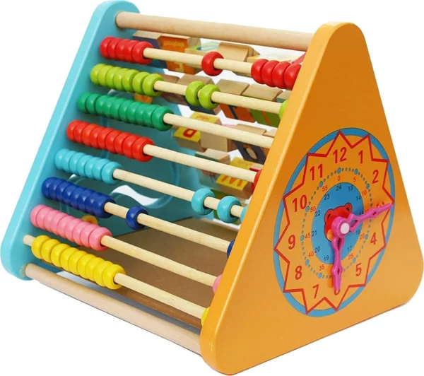 5-in-1 Wooden Activity Triangle – Montessori Learning Toy for Kids