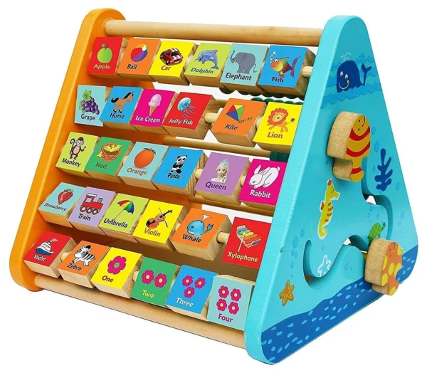 5-in-1 Wooden Activity Triangle – Montessori Learning Toy for Kids