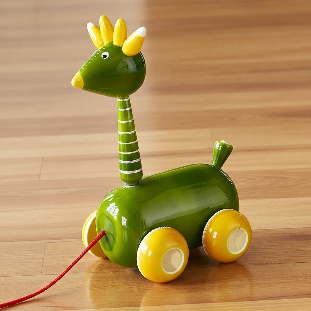 Channapatna Wooden Giraffe Pull-Along Toy – Handcrafted for Kids