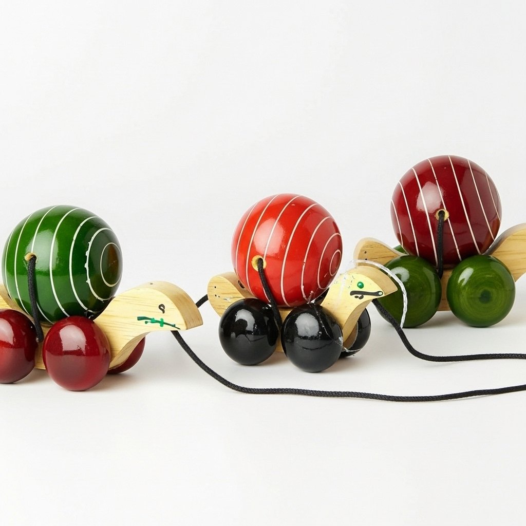 Channapatna Wooden Snail & Turtle Pull-Along Toys – Set of 3