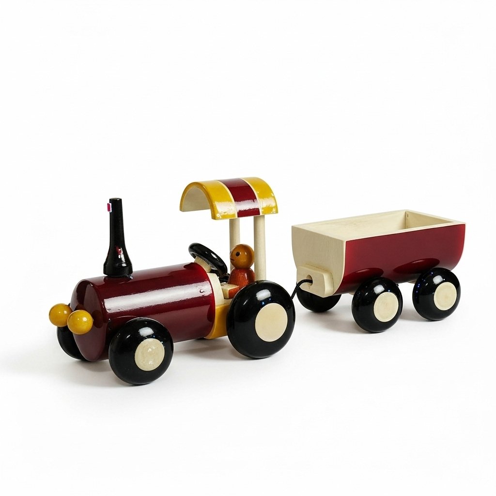 Channapatna Wooden Tractor with Trailer – Premium Pull-Along Toy for Kids