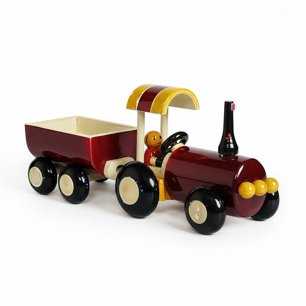 Channapatna Wooden Tractor with Trailer – Premium Pull-Along Toy for Kids