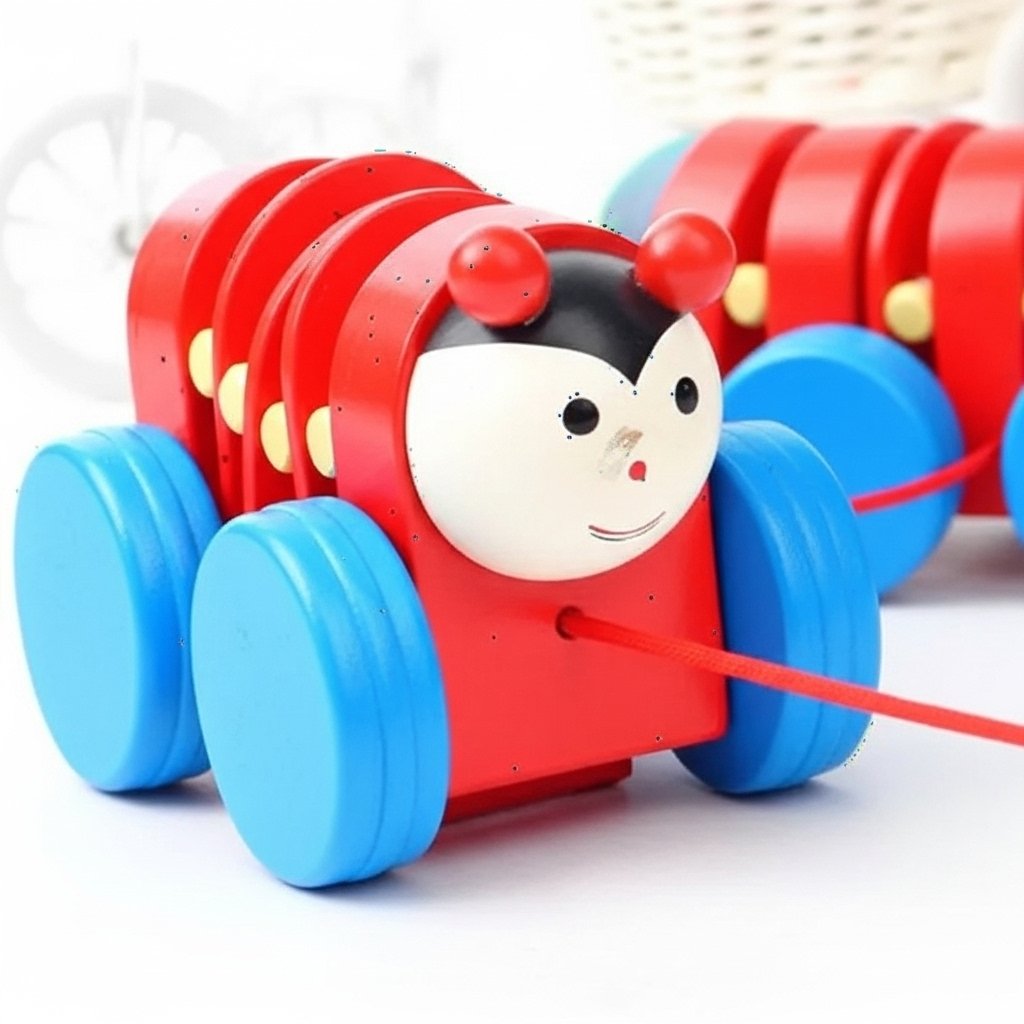 Wooden Caterpillar Pull-Along Toy – Early Walking Plaything (Assorted ...